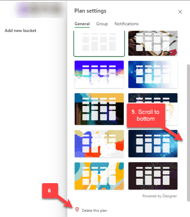 How do I delete a plan in Microsoft 365 Planner?