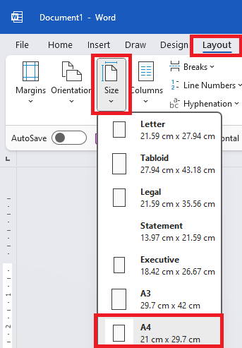 My document is printing out on A3 paper only, how do I change it to A4?