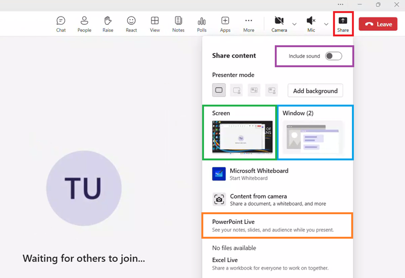 Teams Training: Share Screen or Presentation & Shared Display Mode