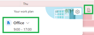 How do I set my work hours and location in Outlook and Microsoft Teams?